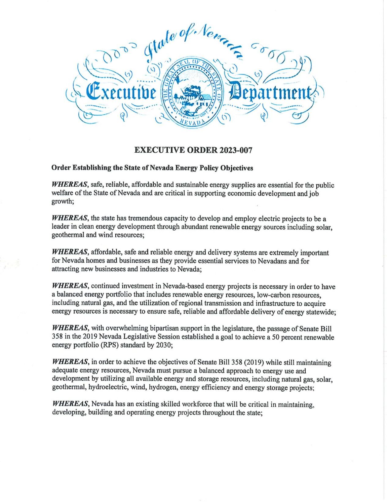 Gov. Lombardo Announces Executive Order Establishing Nevada’s Energy ...