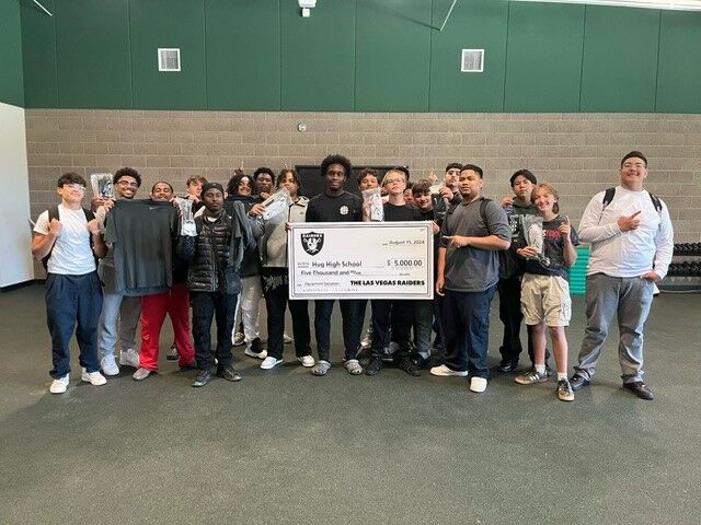 Las Vegas Raiders staff visits Hug High School | Local News | 2news.com