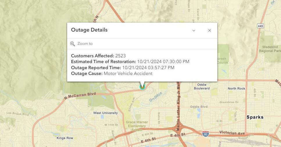 Power outage in north Reno resolved | Local News | 2news.com