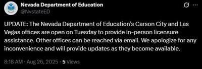 Nevada state offices remain closed Tuesday after network security ...