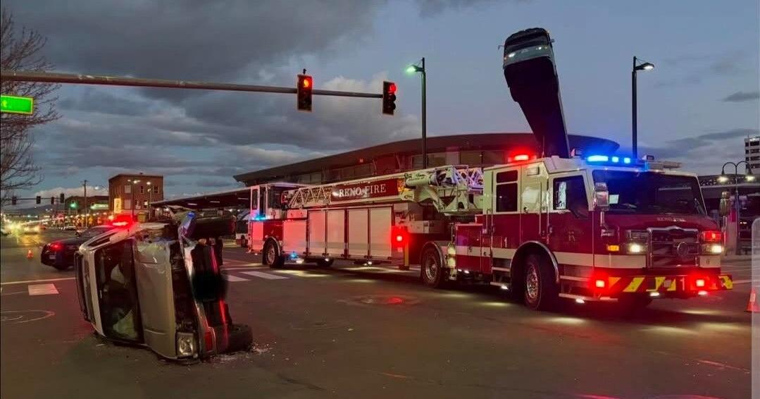 Firefighters respond to rollover crash in downtown Reno | Local News ...