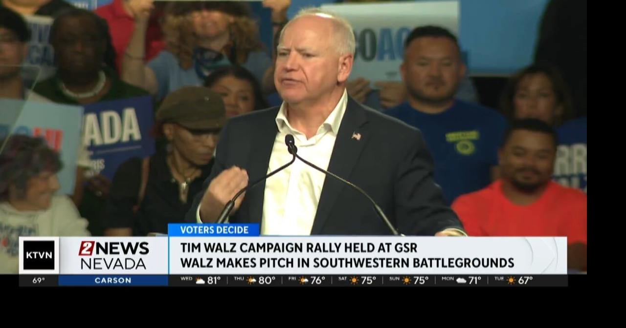 Vice Presidential candidate Gov. Tim Walz speaks in Reno | Campaign ...