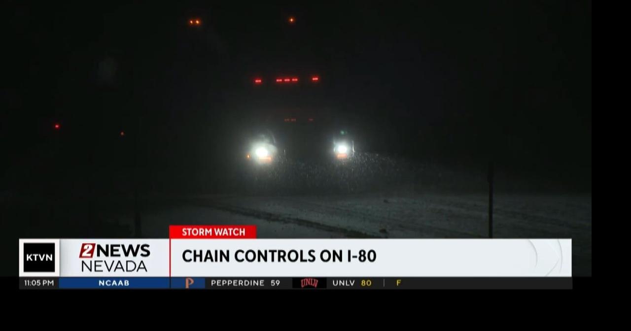Chain controls for cars over I-80, road closed to semis | Highway ...