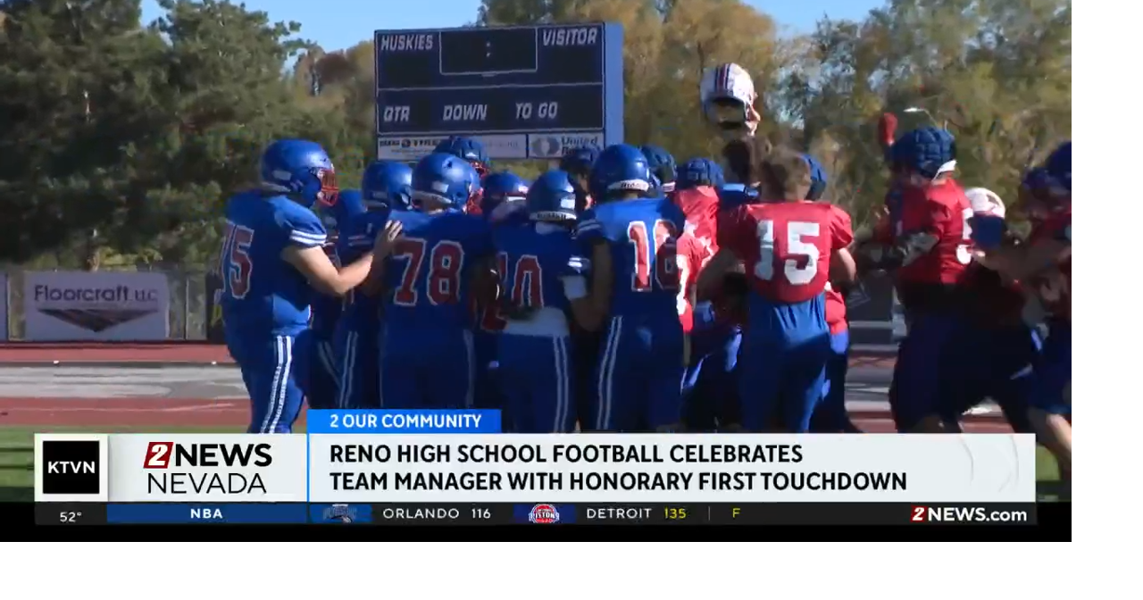 Reno High School freshman football team celebrates team manager as ...