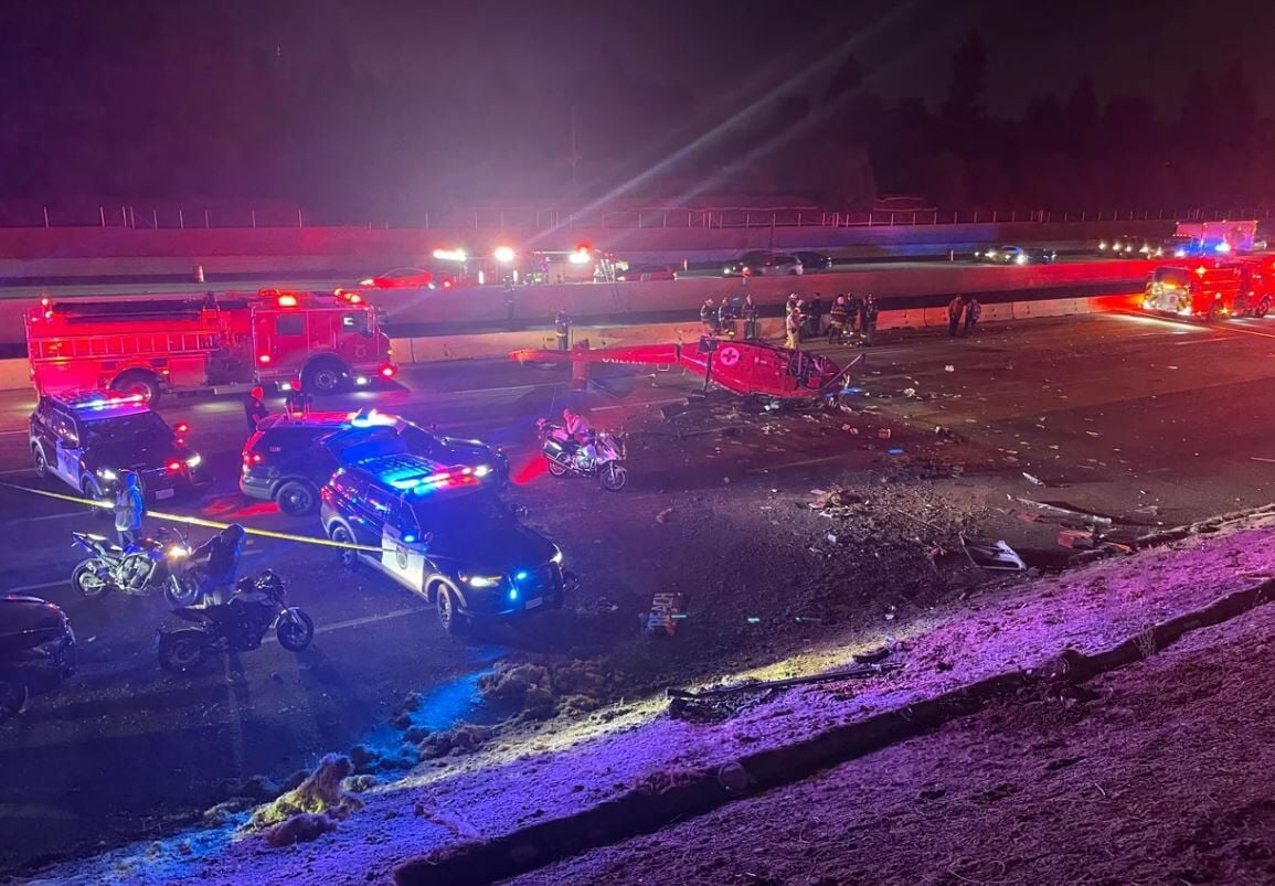 Helicopter crashes on Sacramento freeway, critically injuring at least ...