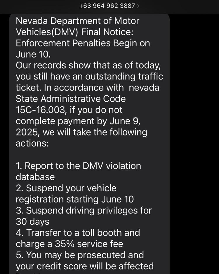 Washoe County Sheriff's Office warning public of new DMV scam texts ...