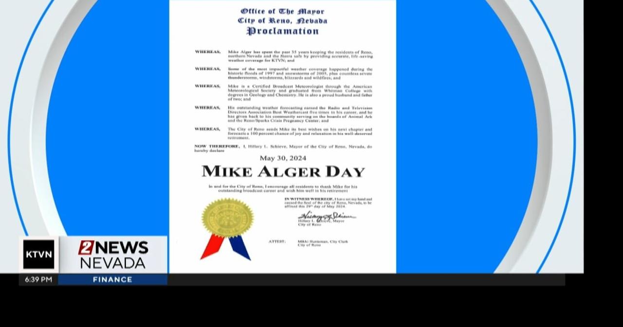 Mayor Hillary Schieve Declares Mike Alger Day in the City of Reno ...