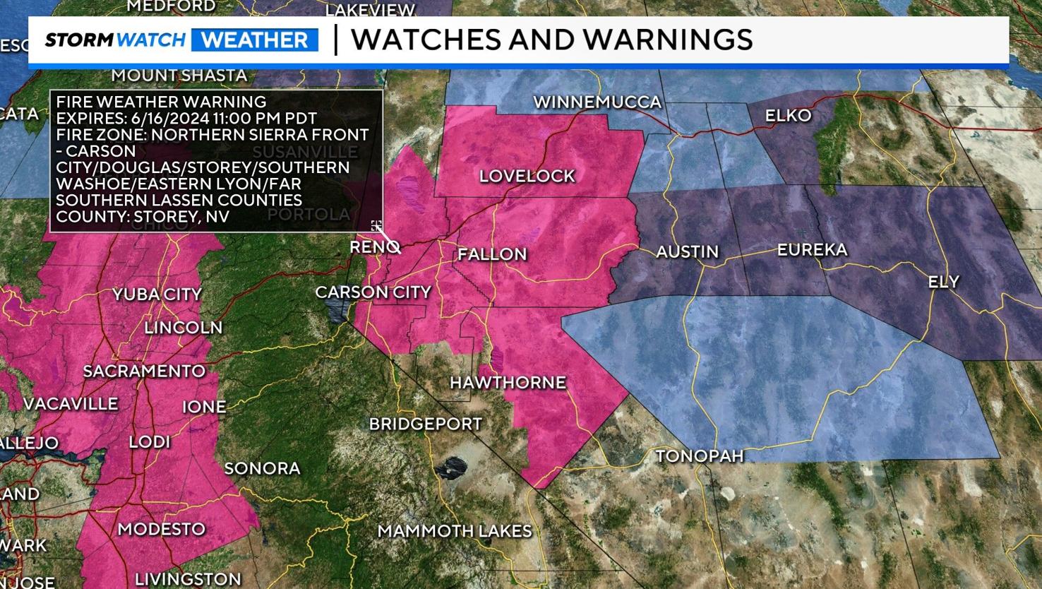 Watch Upgraded to Red Flag Warning for Parts of Northern Nevada | News ...