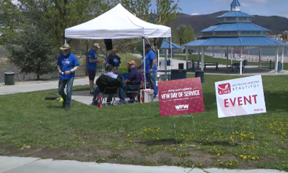 Sparks Post 3396 cleans up Nevada Veterans Memorial Plaza as part of ...