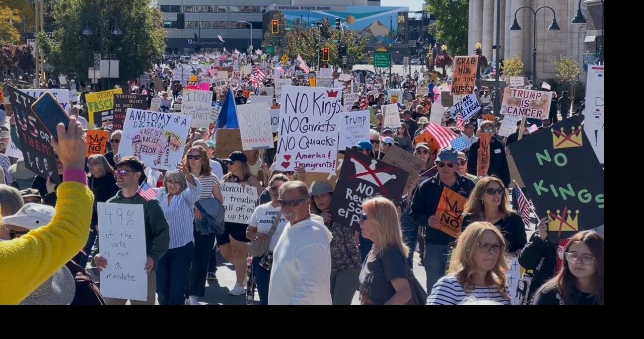 Thousands march in downtown Reno as part of nationwide No Kings ...