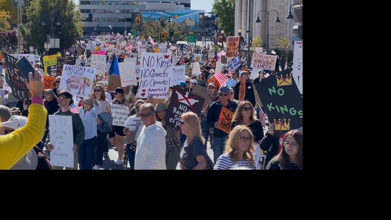 Thousands march in downtown Reno as part of nationwide No Kings ...