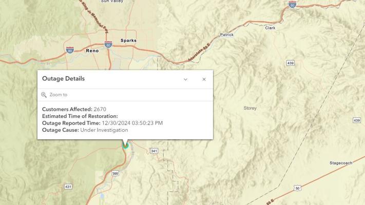 Power outage in area of south Reno and Washoe Valley caused by crash ...
