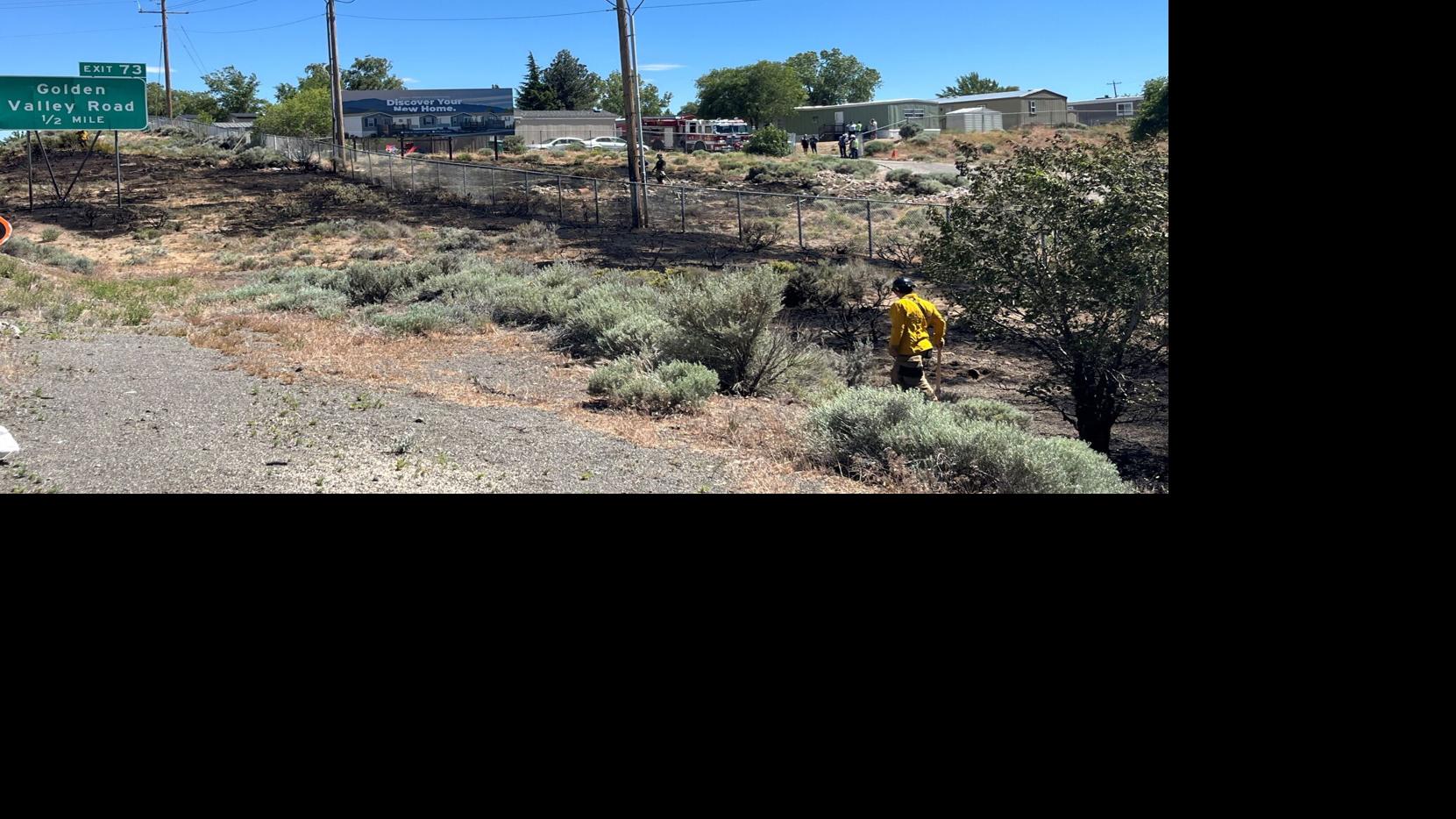 Crews respond to brush fire along U.S. 395 near Golden Valley | Local ...