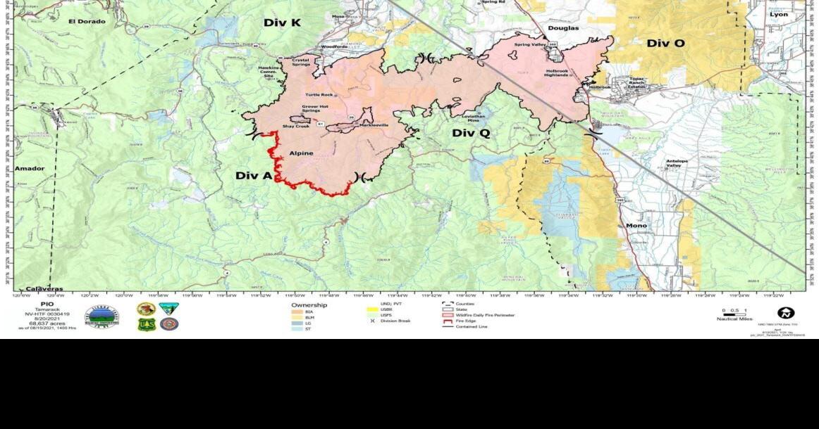 Tamarack Fire South Of Gardnerville Fully Contained at 68,637 Acres ...