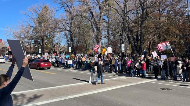 Hundreds of people protest President Trump's policies in Carson City ...