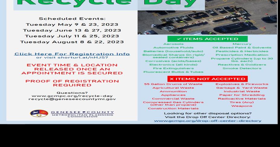 Genesee County announces Recycle Day schedule | Local | abc12.com