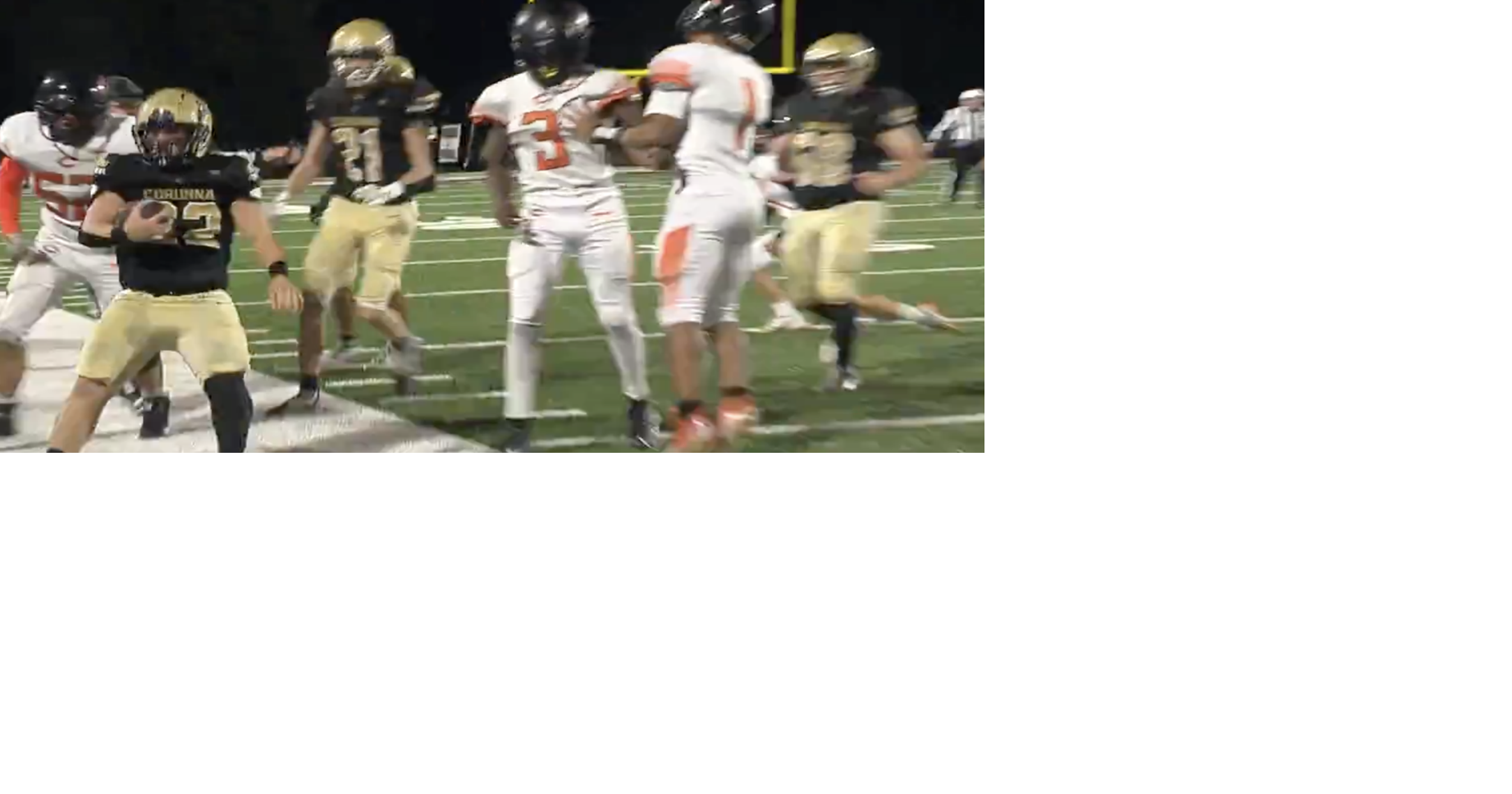 Corunna's Caden Minton celebrates after a big run against Clio ...