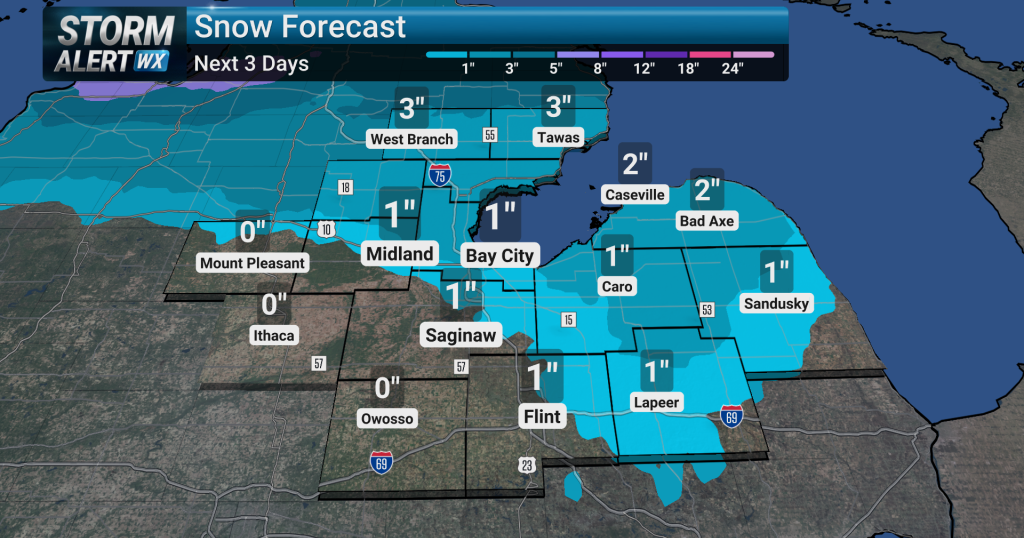 Milder early week then colder again late week. some snow at times ...