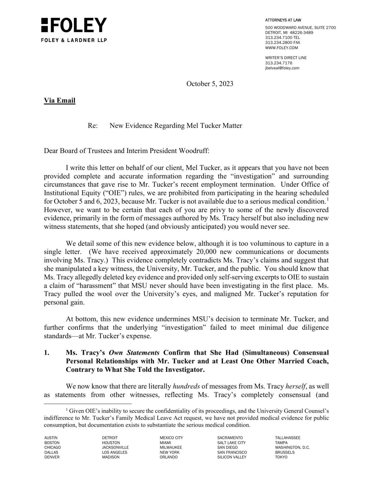 Mel Tucker's lawyers present new evidence before Title IX hearing ...