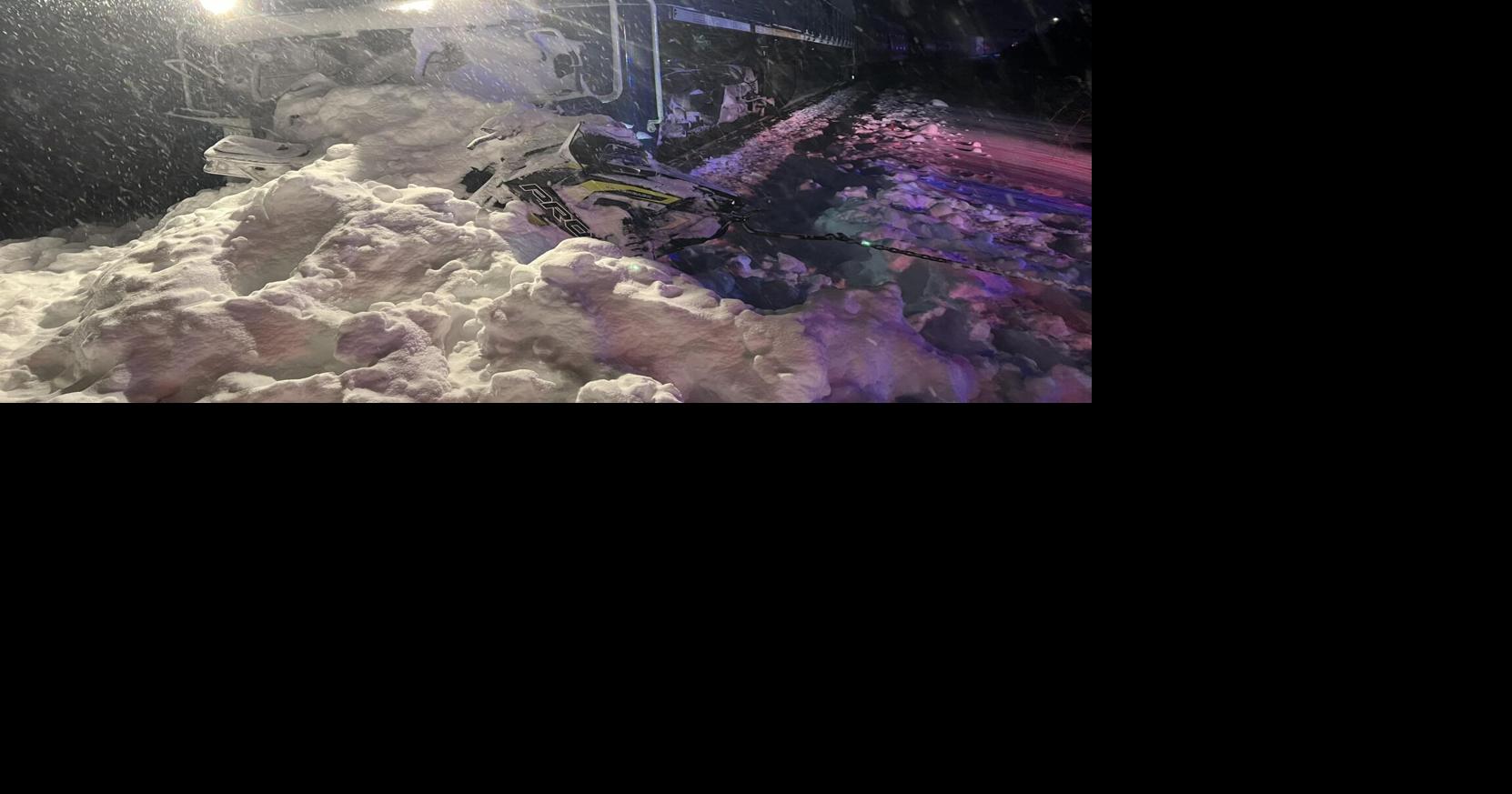 One person taken to hospital after a train crashes into a snowmobile ...