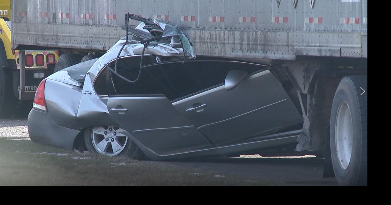 Car wedged under semi-trailer in Saginaw Township crash | Local | abc12.com