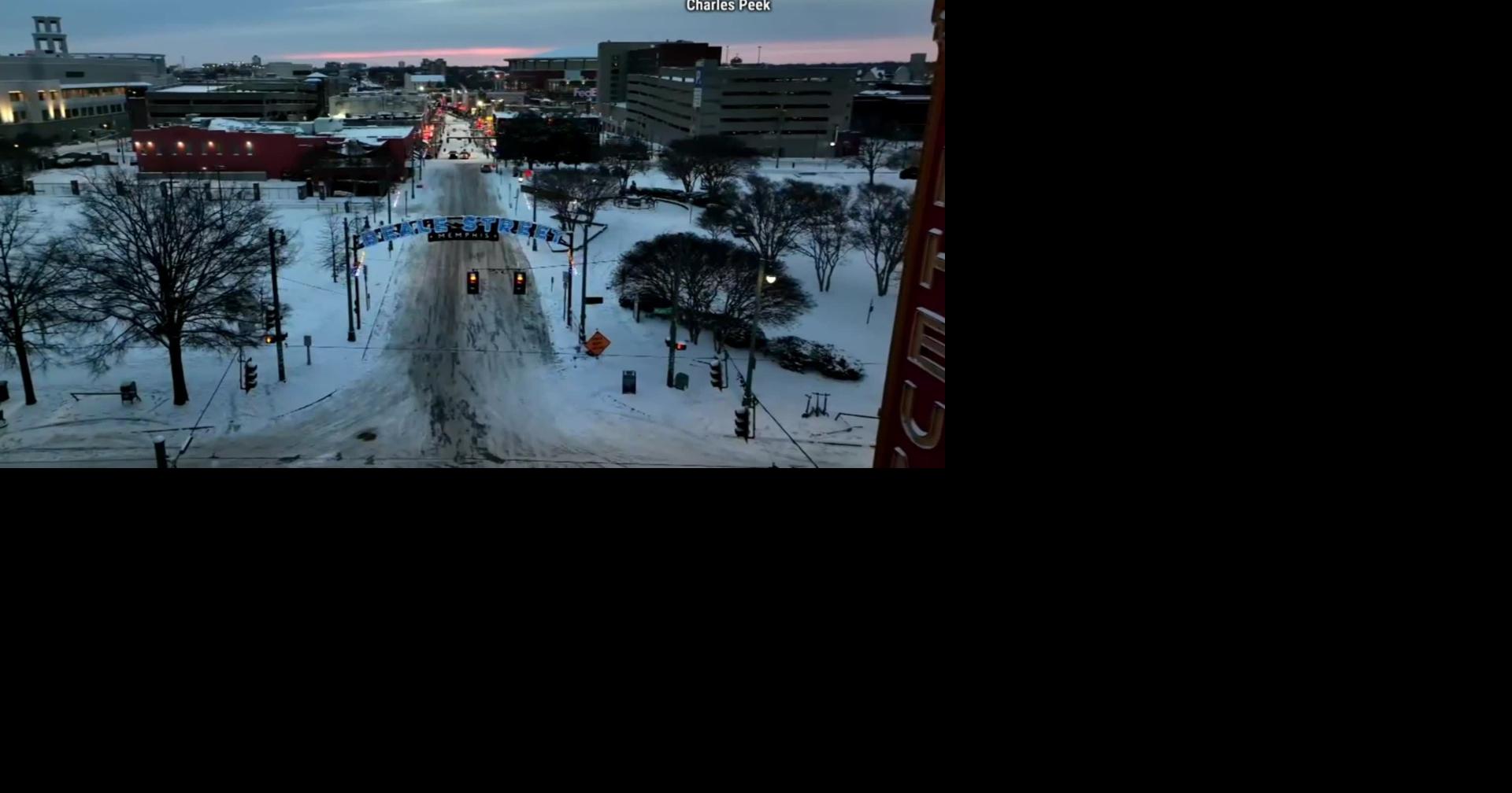 RAW VIDEO: Drone Footage of Memphis Snowfall | Video | abc12.com