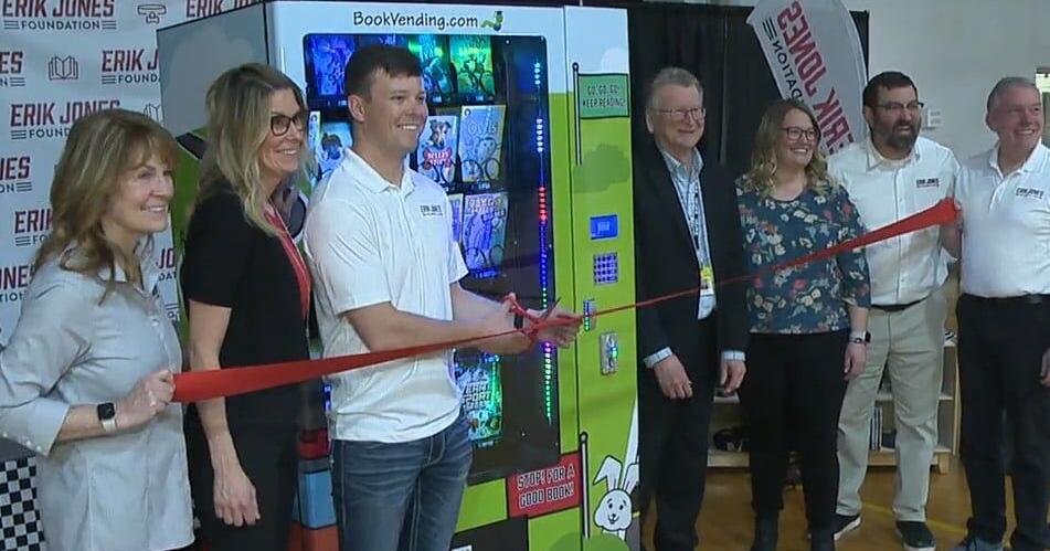 NASCAR driver gifted a book vending machine to hometown elementary ...