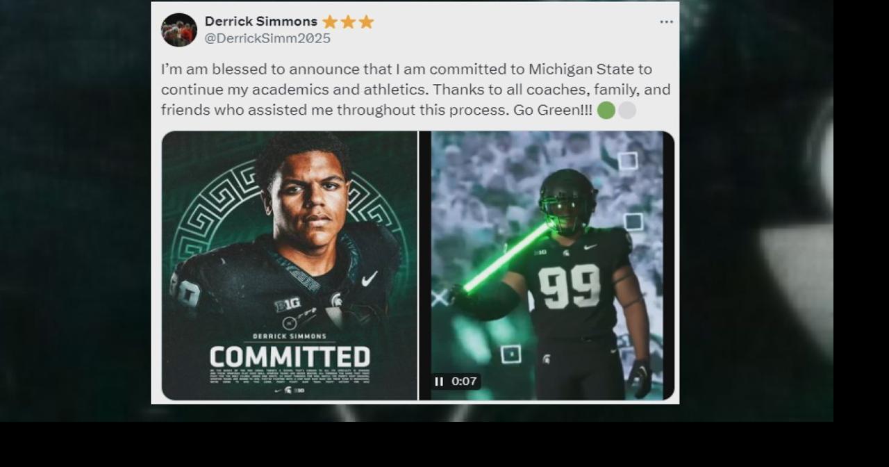 Frankenmuth DL Derrick Simmons commits to Michigan State | Sports ...