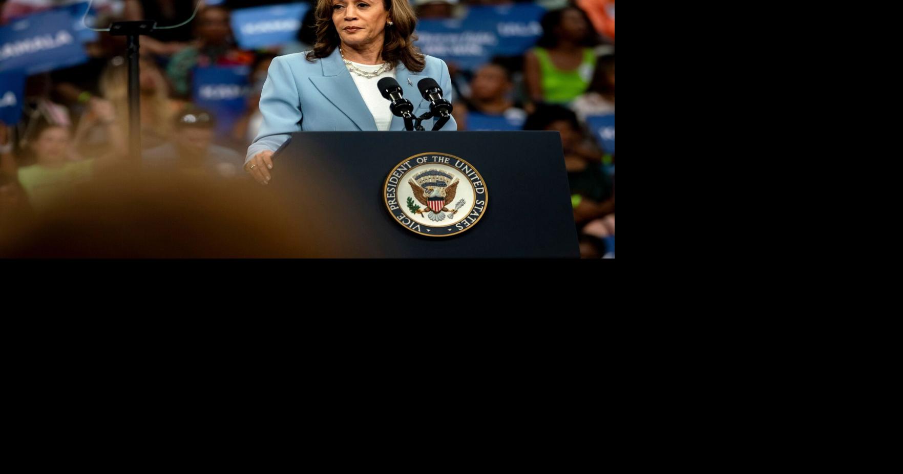 Kamala Harris holding a rally at Dort Financial Center in Flint ...