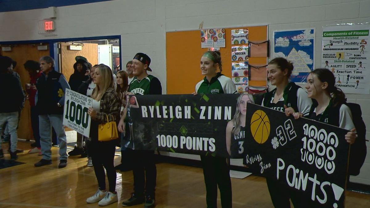 Ryleigh Zinn celebrating her 1,000th career point | | abc12.com