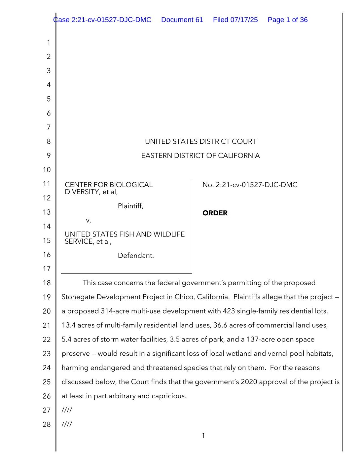Federal judge stops Stonegate development in Chico after ruling that ...