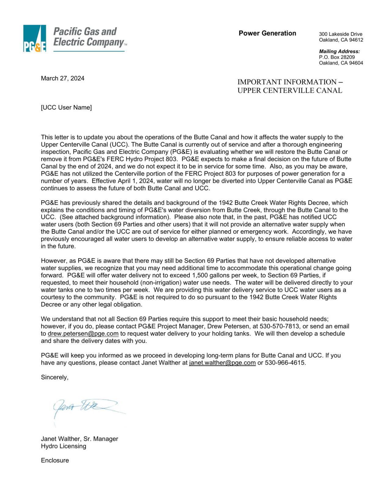 March 2024 PG&E Letter to UCC users | | actionnewsnow.com