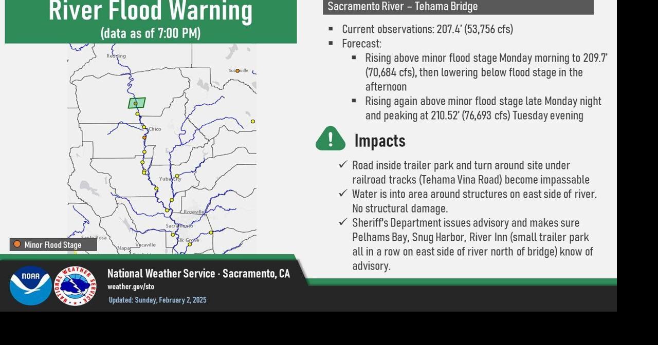 Flood Warning issued for Sacramento River in Tehama County | News ...
