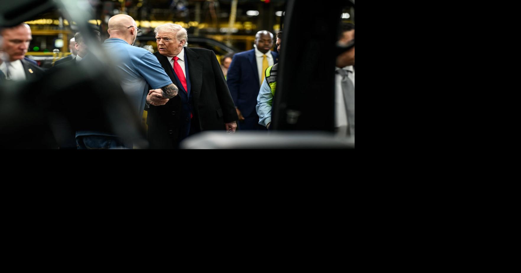 Trump visits a Ford pickup truck factory, aiming to promote his efforts ...