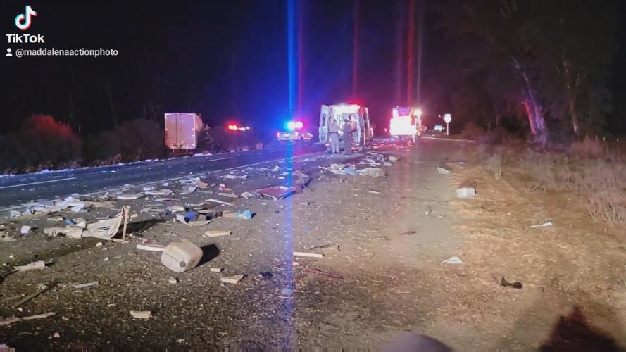 Big rig carrying 40,000 lbs. of bananas crashes into bus on Interstate ...