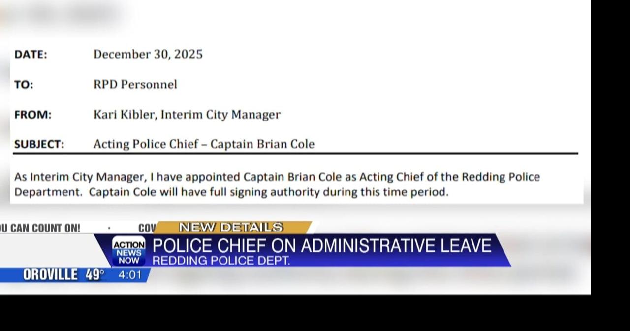 Redding Police Chief Brian Barner placed on administrative leave, with ...