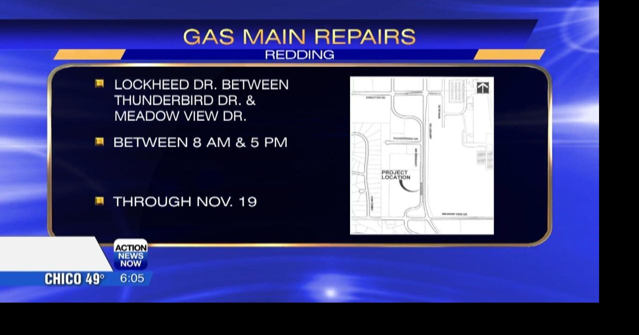 Traffic controls on Lockheed Drive in Redding for gas line repair ...