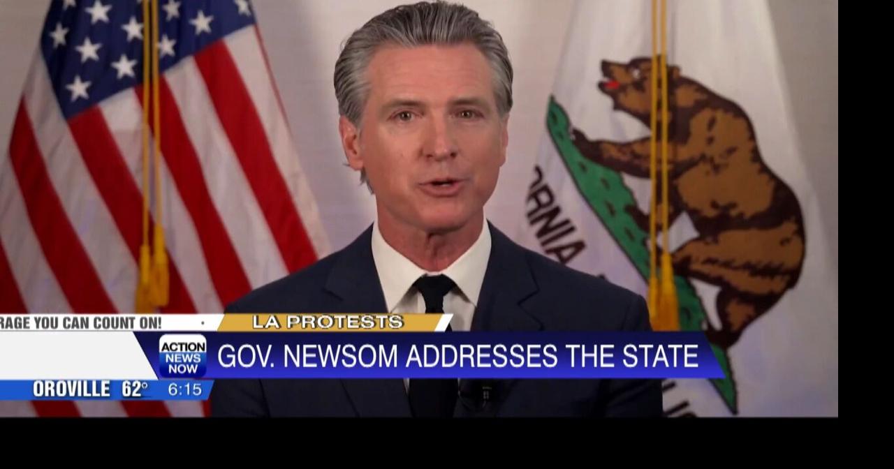 California Governor Gavin Newsom addresses state over ICE protests in ...