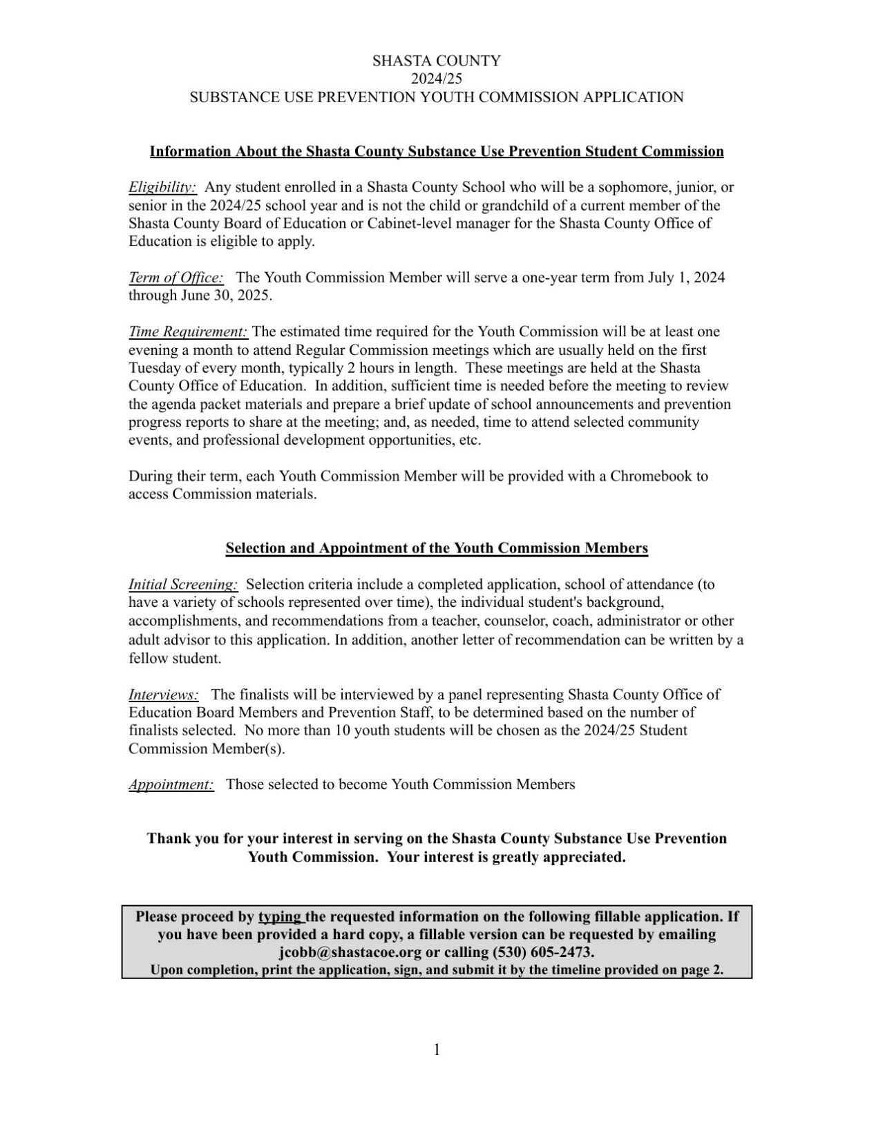 Shasta County student use prevention student commission | News ...