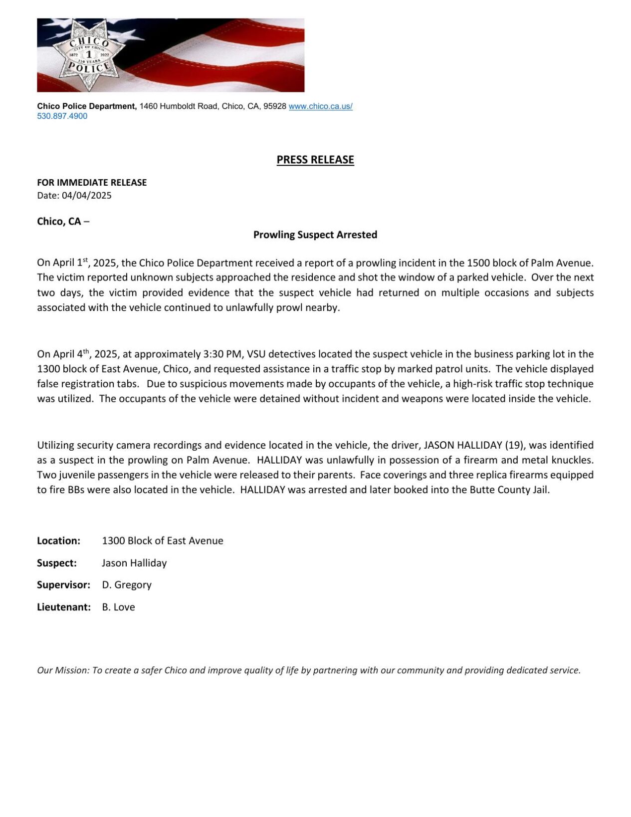 Chico Police arrest prowling suspect | News | actionnewsnow.com