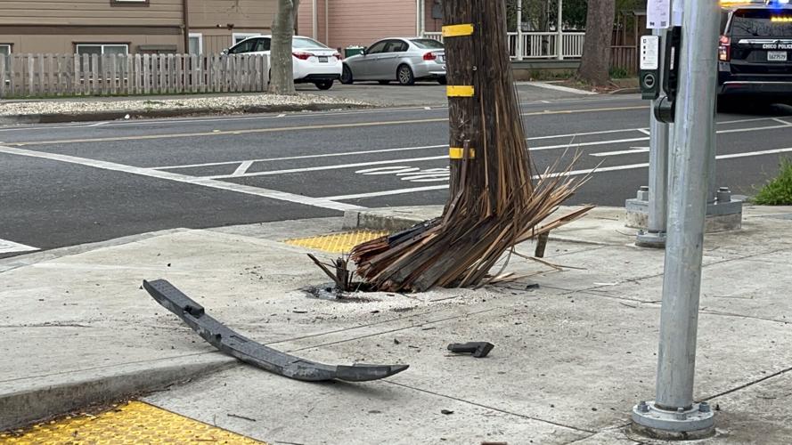 2 people taken to hospital Sunday after car crashes into pole in Chico ...