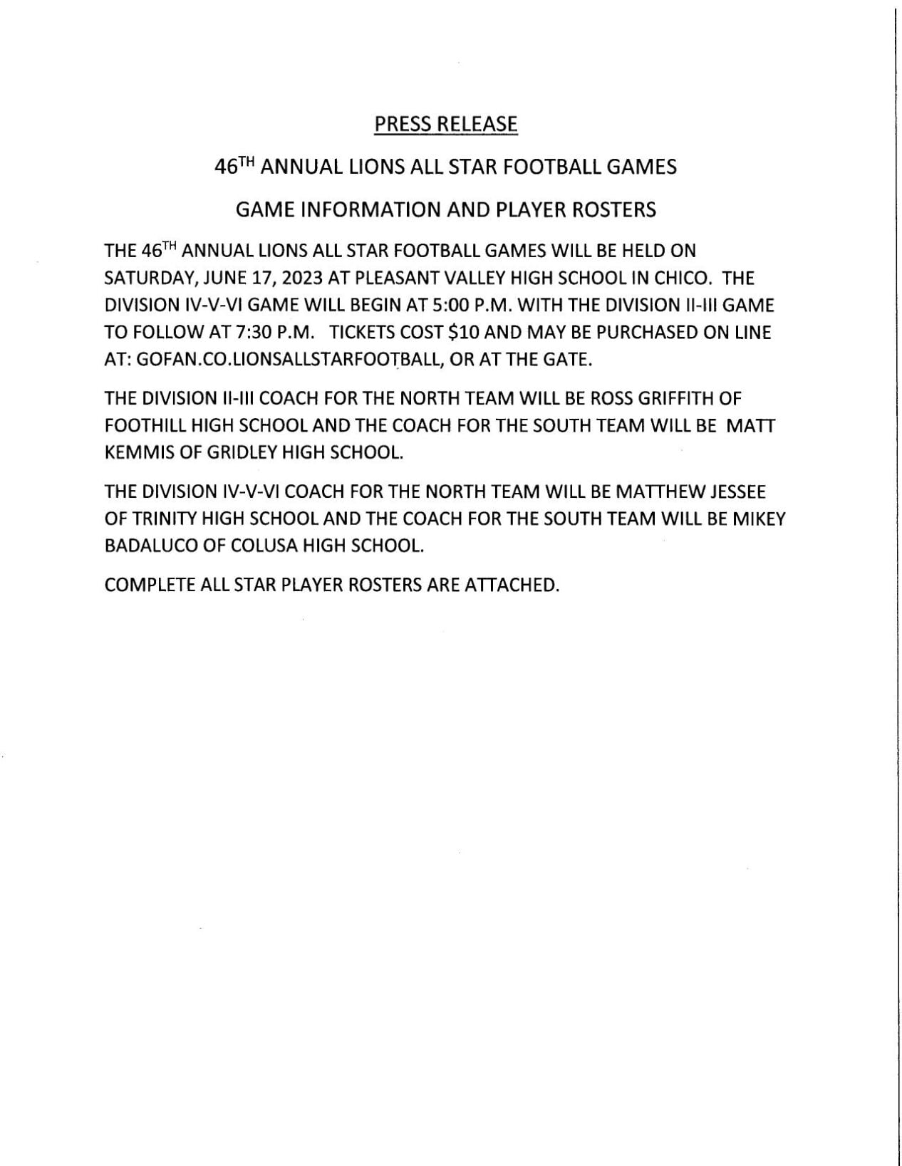 Top NorCal football players prepping for Lions All Star Game Saturday ...