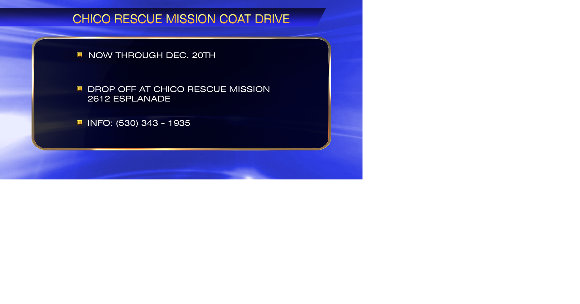 Chico Rescue Mission Coat Drive | News | actionnewsnow.com