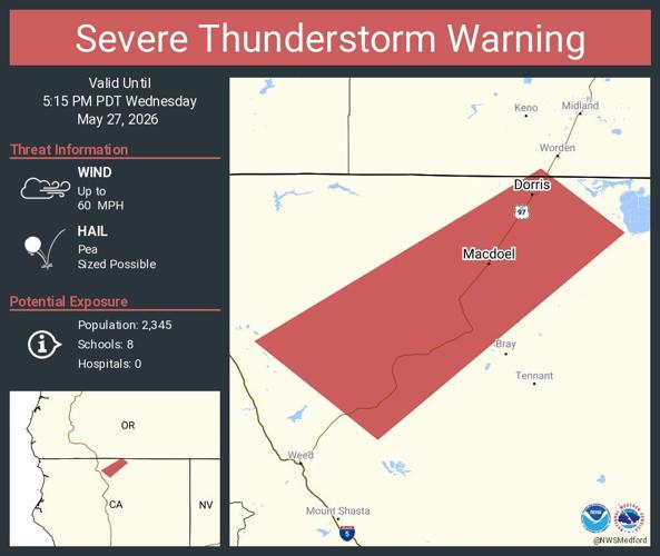 National Weather Service issues Severe Thunderstorm Warning in Siskiyou ...