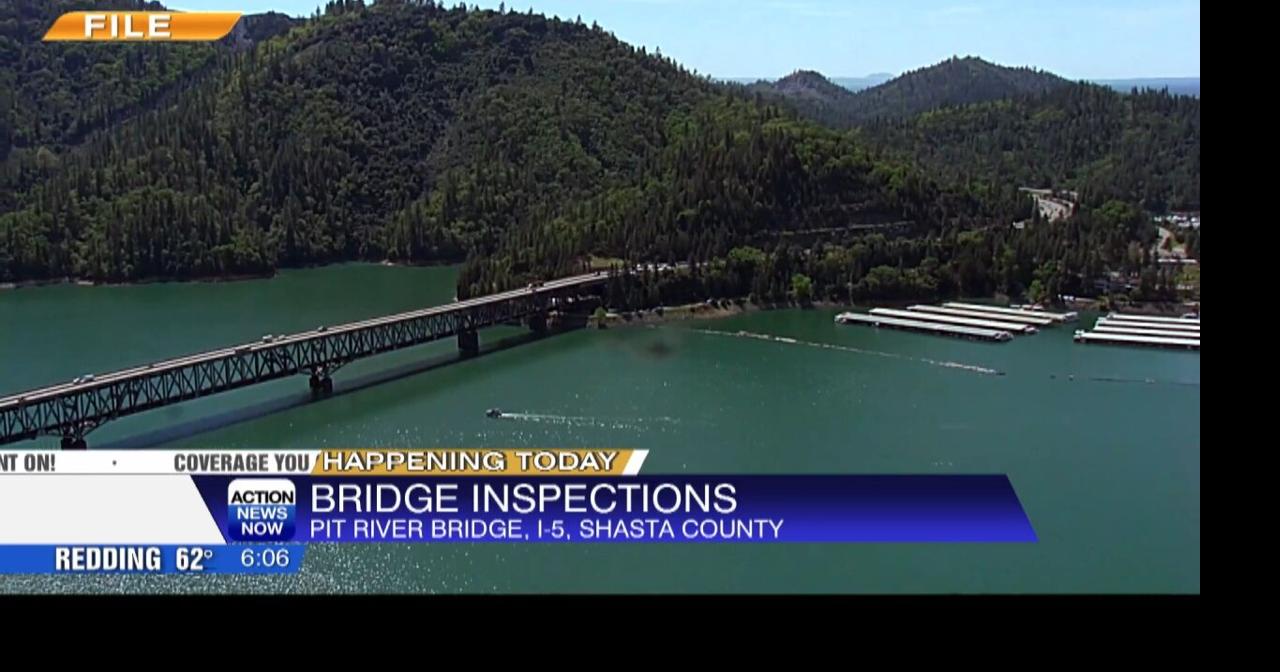 Caltrans crews performing bridge inspections on Pit River Bridge, lane ...