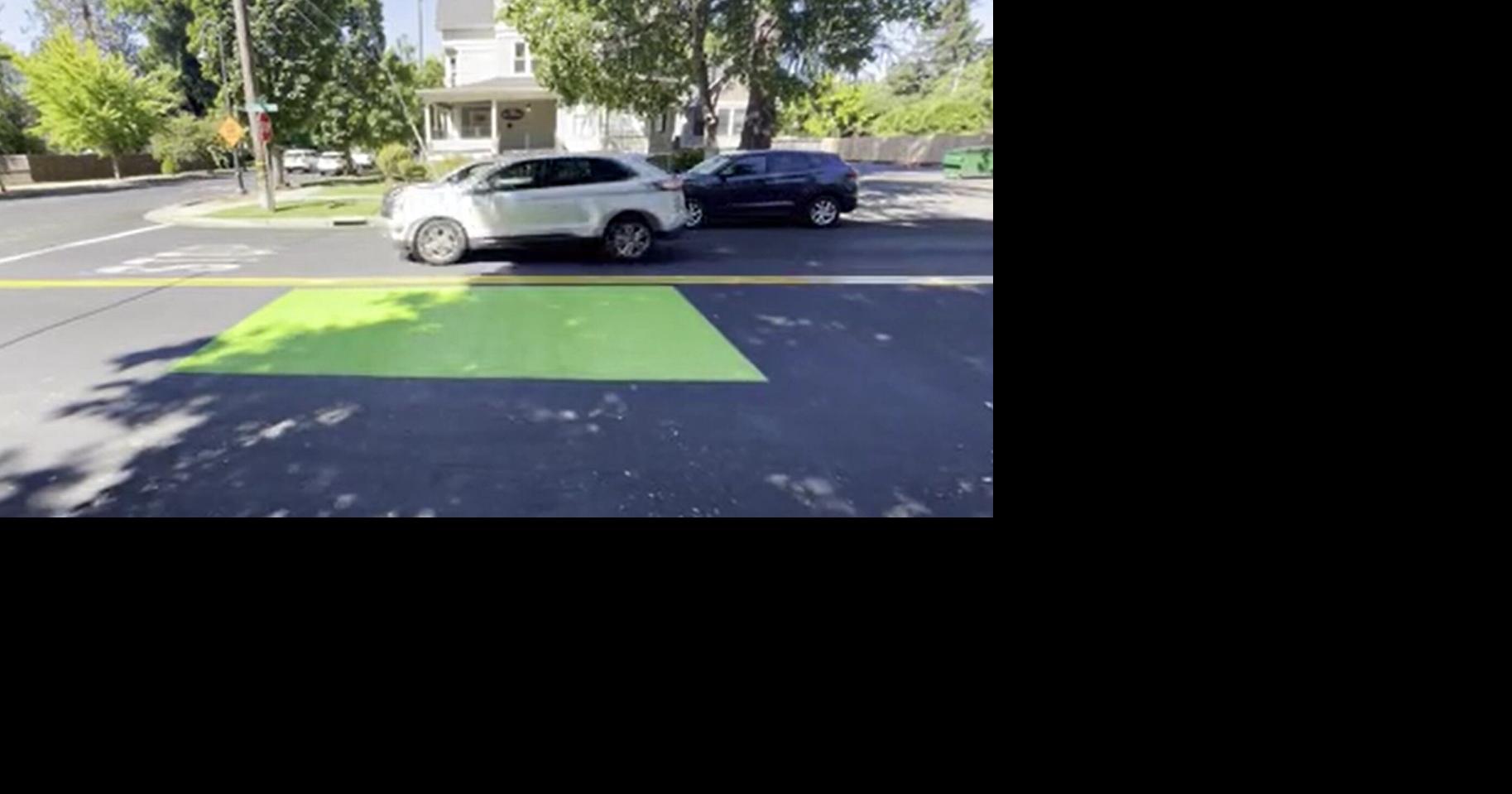 New green road markings in Chico aim to boost bike and car safety ...