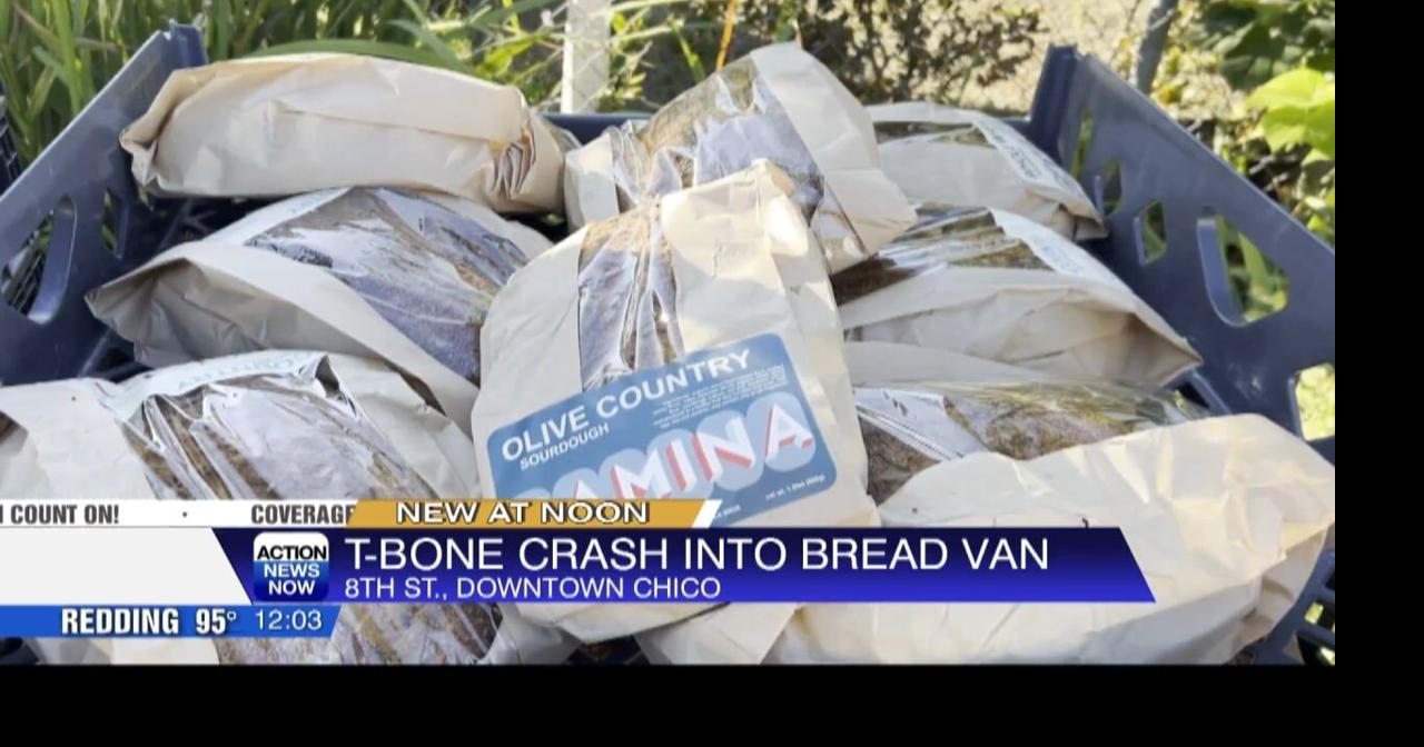 Bakery van crash in Chico leads to bread loss, no injuries | Video ...