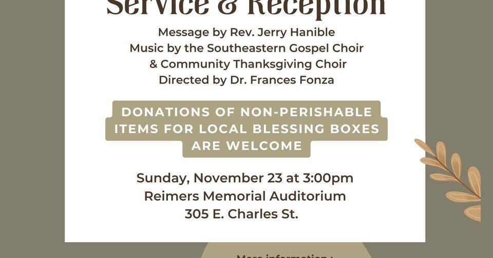 Community Thanksgiving Service scheduled Nov. 23 at Reimers Memorial ...