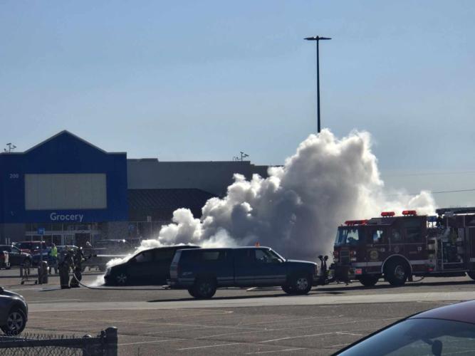 Vehicle totaled after inexplicably starting fire at Walmart | Local ...