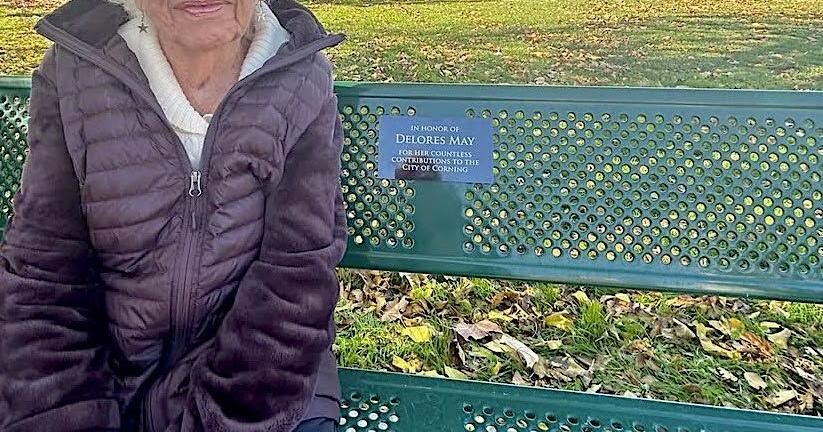 Corning park bench dedicated to community icon, Delores May | Corning ...